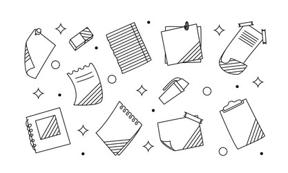 Hand drawn note paper doodle set sticky notes set Vector Image