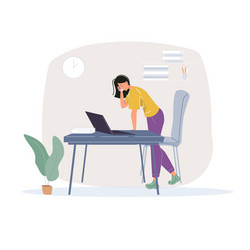 Flat cartoon character at work Royalty Free Vector Image