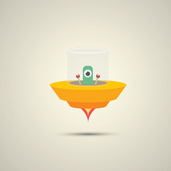 Alien spaceship orange in space Royalty Free Vector Image