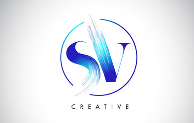Sv letter design with brush stroke and modern 3d Vector Image