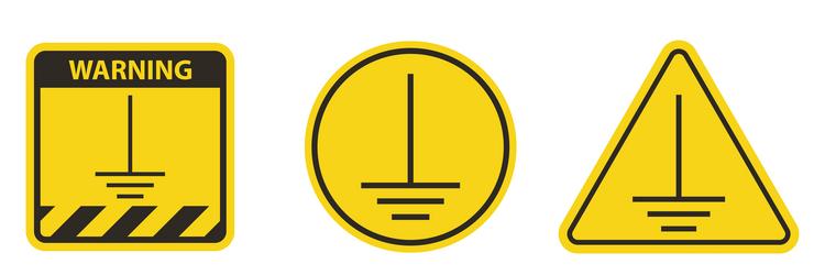 Caution earth ground symbol sign on white Vector Image