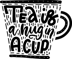 Tea party linear calligraphy hand drawn lettering Vector Image