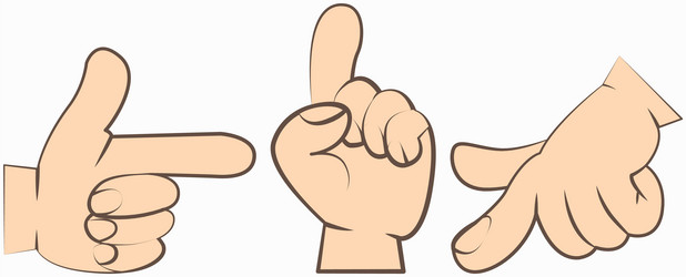 Cartoon hands set different gestures pointing Vector Image