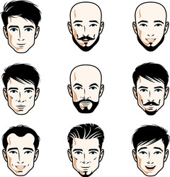 Collection of caucasian men faces expressing Vector Image