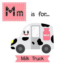 Letter m vocabulary milk truck Royalty Free Vector Image