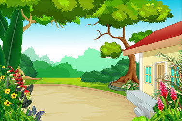 Cool yard with table chair and trees cartoon Vector Image
