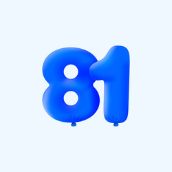 Blue 3d number 85 balloon realistic 3d helium Vector Image