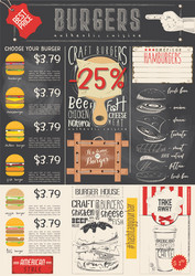 Template menu for burger house Royalty Free Vector Image