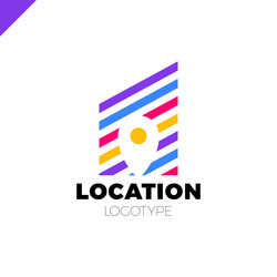 Logo location map negative space symbol Royalty Free Vector