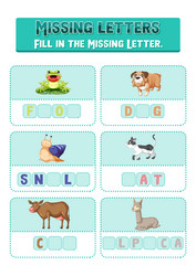 Fill in the missing letters Royalty Free Vector Image