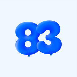 Blue 3d number 44 balloon realistic 3d helium Vector Image