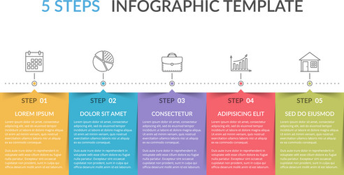 Infographics design template and icons with 5 Vector Image