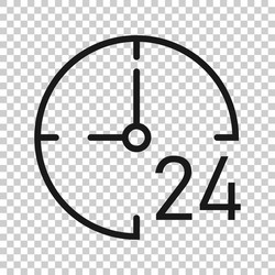 Clock 247 icon in flat style watch on white Vector Image
