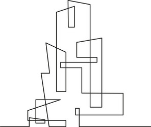 Continuous line drawing modern building Royalty Free Vector