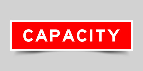 White coupon banner with word maximum capacity Vector Image