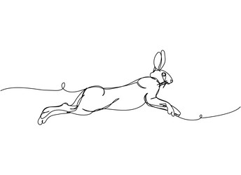 Rabbit bunny one line art continuous line Vector Image