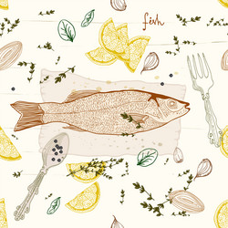 Dish with the baked fish Royalty Free Vector Image
