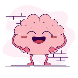 Isolated cute happy brain cartoon character Vector Image
