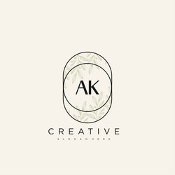 Ak initial letter flower logo template premium art