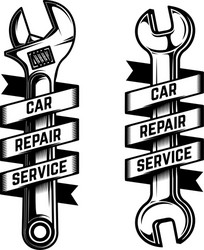 Car engine repair service retro poster Royalty Free Vector