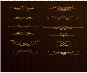 Golden calligraphic design elements Royalty Free Vector