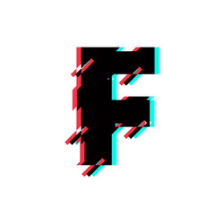 Logo letter f glitch distortion Royalty Free Vector Image