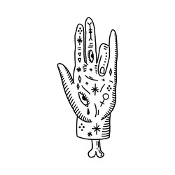 Magical ancient witch hands and magic symbols Vector Image