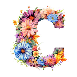 Flower Alphabet Letter C with Roses Vector Images (67)