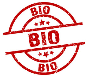 Bio round red grunge stamp Royalty Free Vector Image