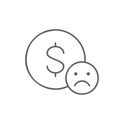 Coin with sad face bankruptcy dislike negative Vector Image