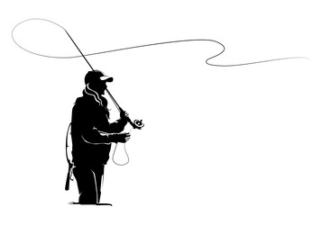 Fishinggraphic fly fishing Royalty Free Vector Image