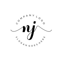 Nj initial handwriting logo with circle template Vector Image