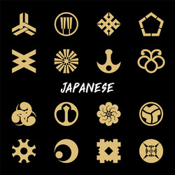 Traditional japanese symbols and patterns Vector Image