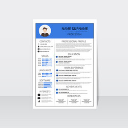 Resume template for man modern cv layout Vector Image