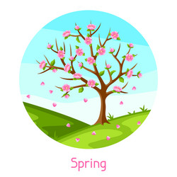 Spring frame with branches of tree and sakura Vector Image