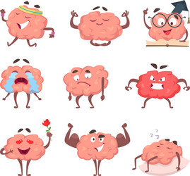 Smart brain cartoon character isolated on white Vector Image