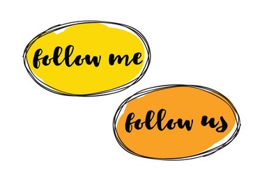 Follow me us labels design Royalty Free Vector Image