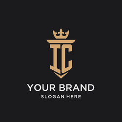 Letter ic logo monogram emblem style with crown Vector Image
