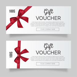 Lovely gift voucher with golden ribbon design Vector Image