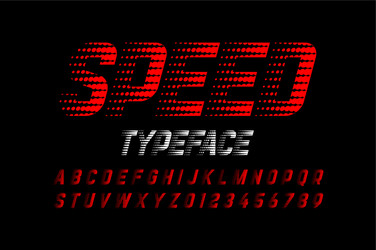 Top speed style font alphabet and numbers Vector Image