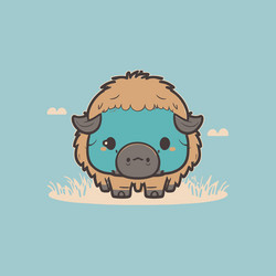 Cute kawaii buffalo chibi mascot cartoon style Vector Image