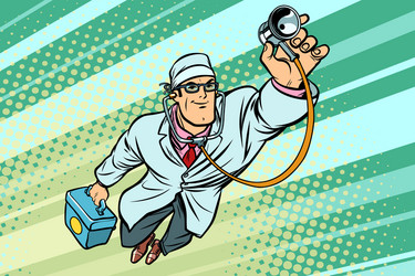 Cartoon doctor with stethoscope Royalty Free Vector Image