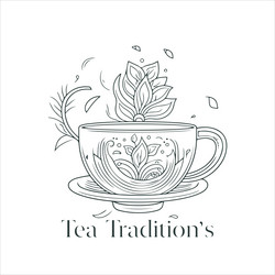Herbal traditional tea tea cup tea leaves Vector Image