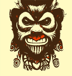 Crazy dancing monkey and sign color Royalty Free Vector