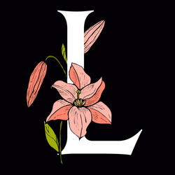 Letter L Flowers Drawing Vector Images (75)
