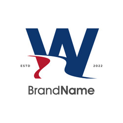 Simple initial w road logo Royalty Free Vector Image