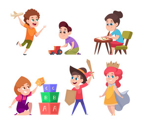 Video games kids console gaming children playing Vector Image