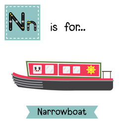 Letter n vocabulary narrowboat Royalty Free Vector Image