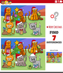 Find differences activity game with cats Vector Image
