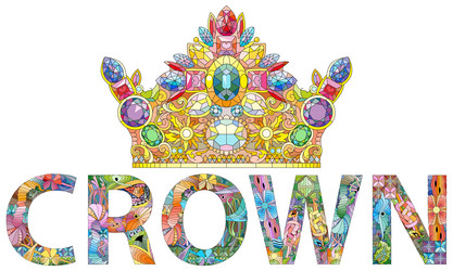 Word crown with the image of a crown entangle Vector Image